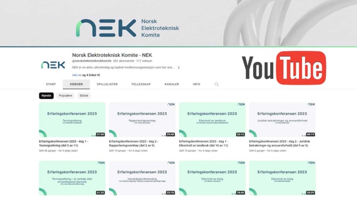NEK deler opptak og video på Youtube! - Norsk Elektroteknisk Komite (NEK)